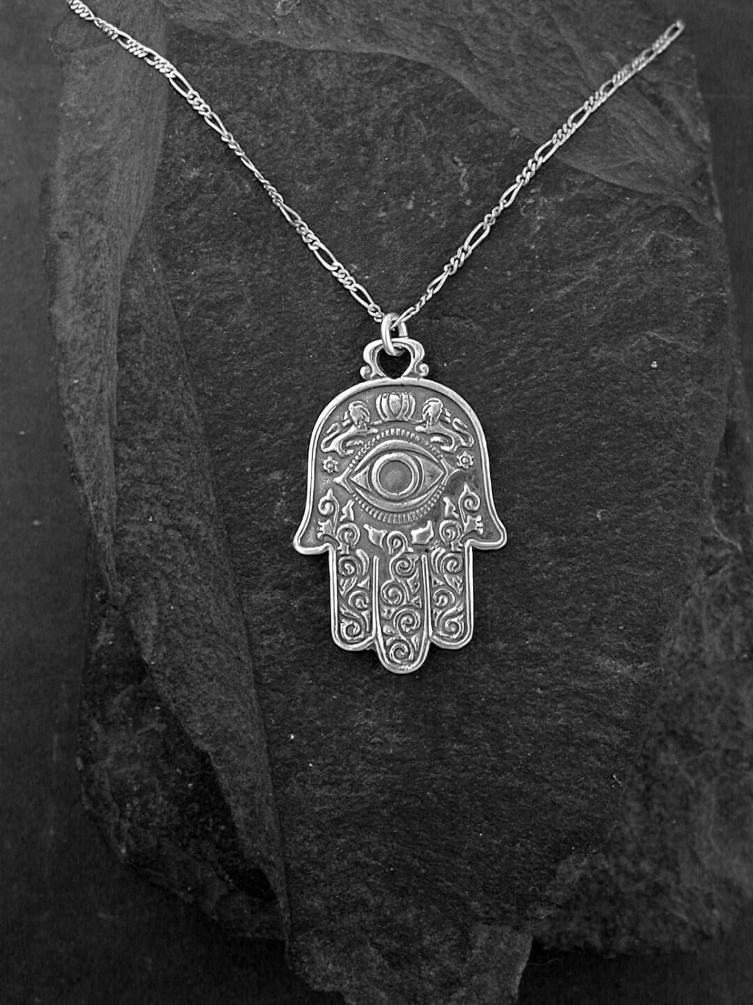 Sterling Silver Hand of Fatima Pendant on a a Sterling Silver Chain - Etsy