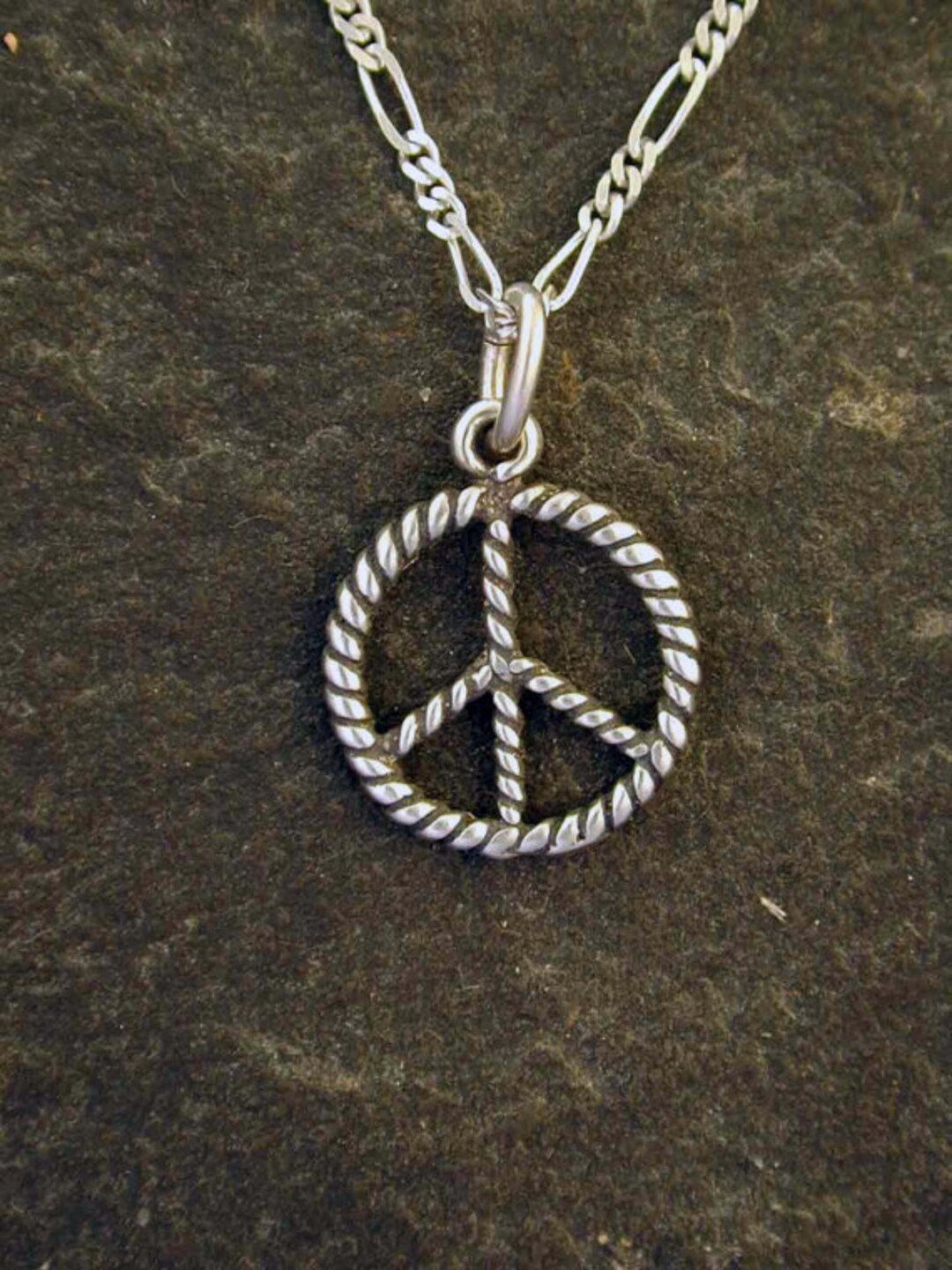 Sterling Silver Peace Sign Pendant on a Sterling Silver Chain - Etsy