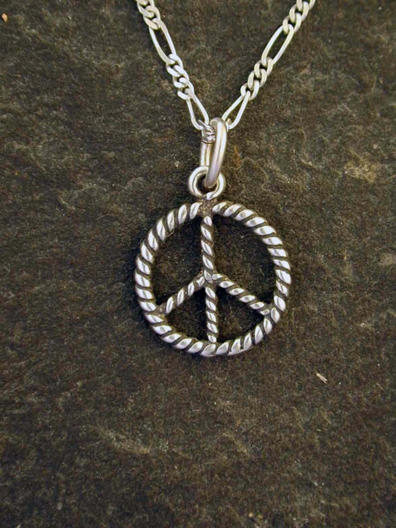 Sterling Silver Peace Sign Pendant on a Sterling Silver Chain | Etsy