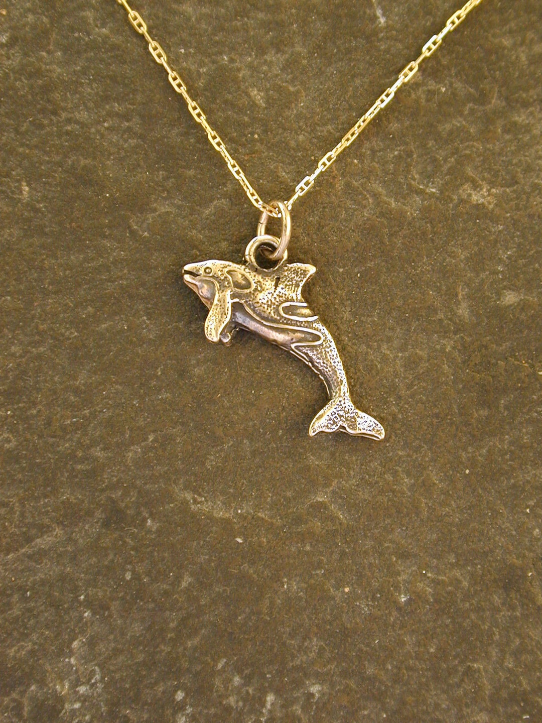 14K Gold Orca Pendant on a 14K Gold Chain - Etsy