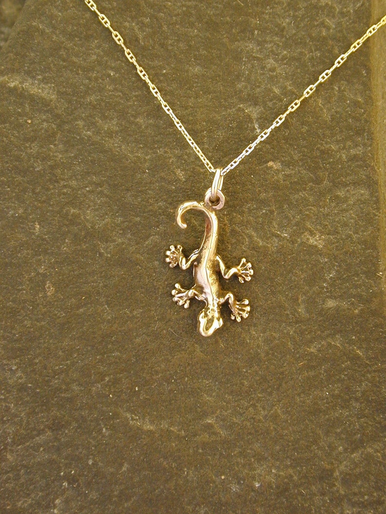 14K Gold Gecko Pendant on a 14K Gold Chain | Etsy
