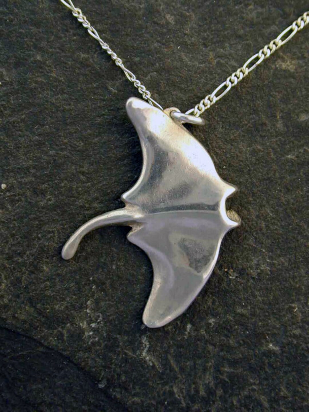 Sterling Silver Large Manta Ray Pendant on a Sterling Silver Chain - Etsy