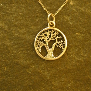 14K Gold Oak Tree Pendant on a 14K Gold Chain - Etsy