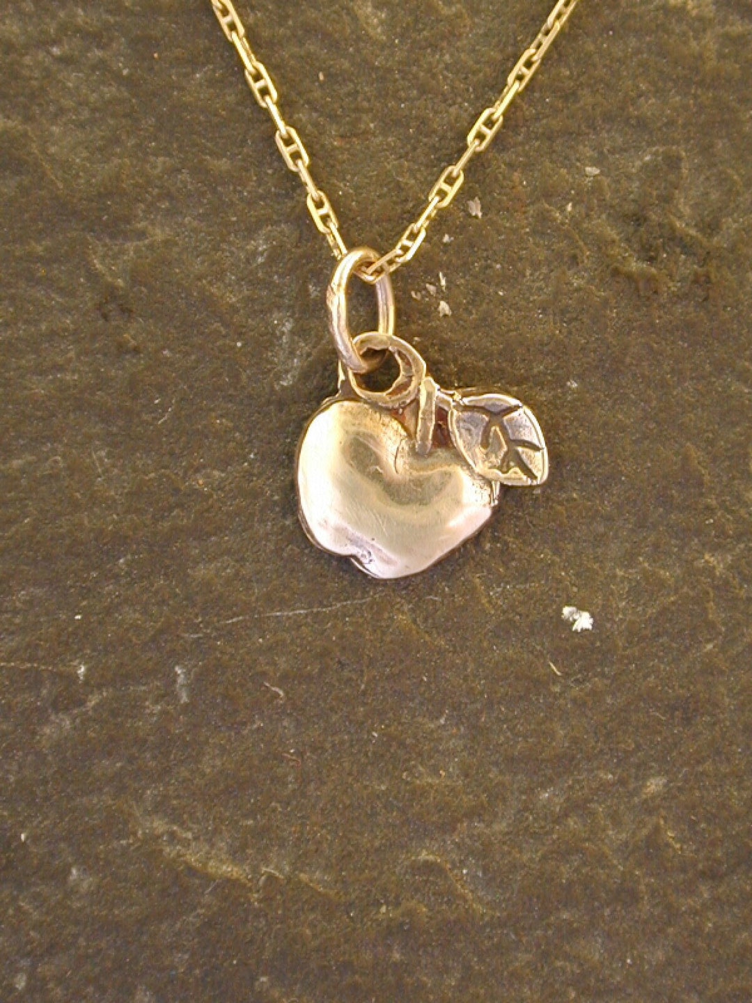 14K Gold Apple Pendant on a 14K Gold Chain. - Etsy