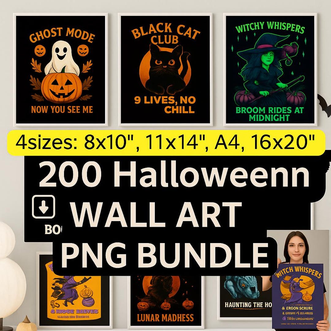 200 Halloween Wall Art PNG Bundle |gothic Horror Posters, Vampire ...