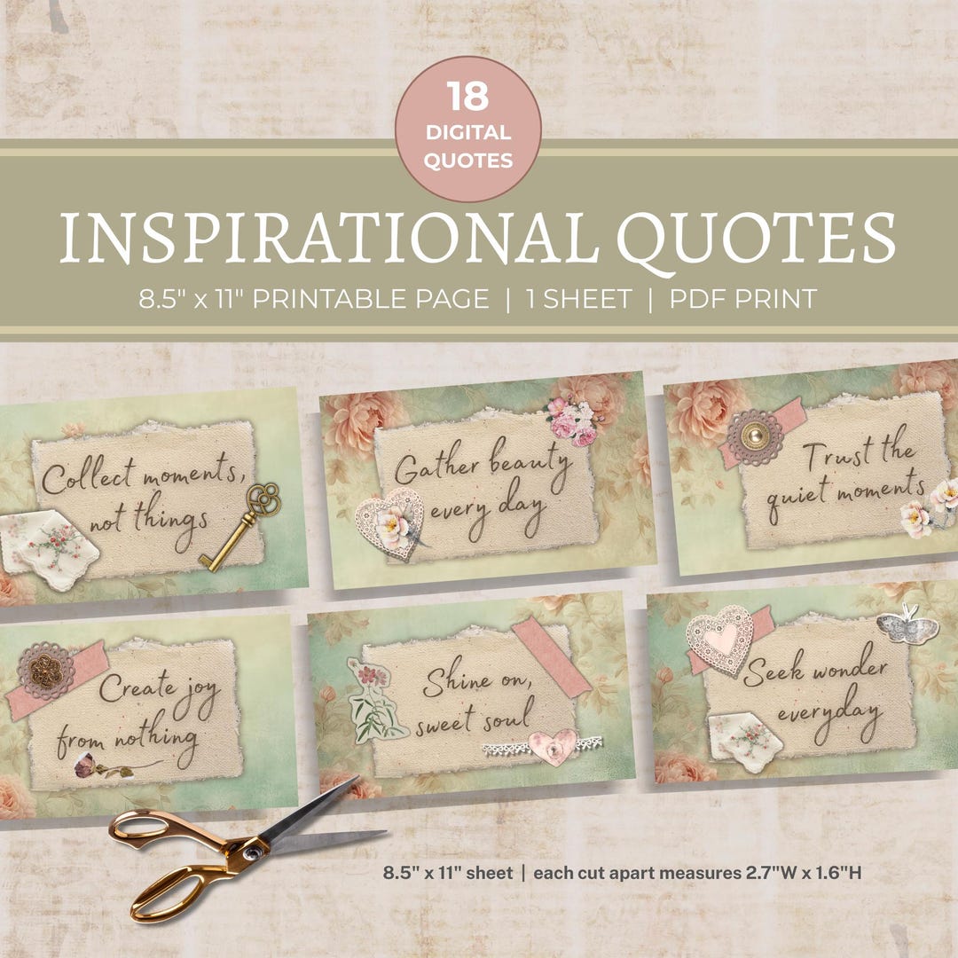 Sweet Words Journal Printable, Junk Journal Quotes, Cut Aparts, Cut Out ...