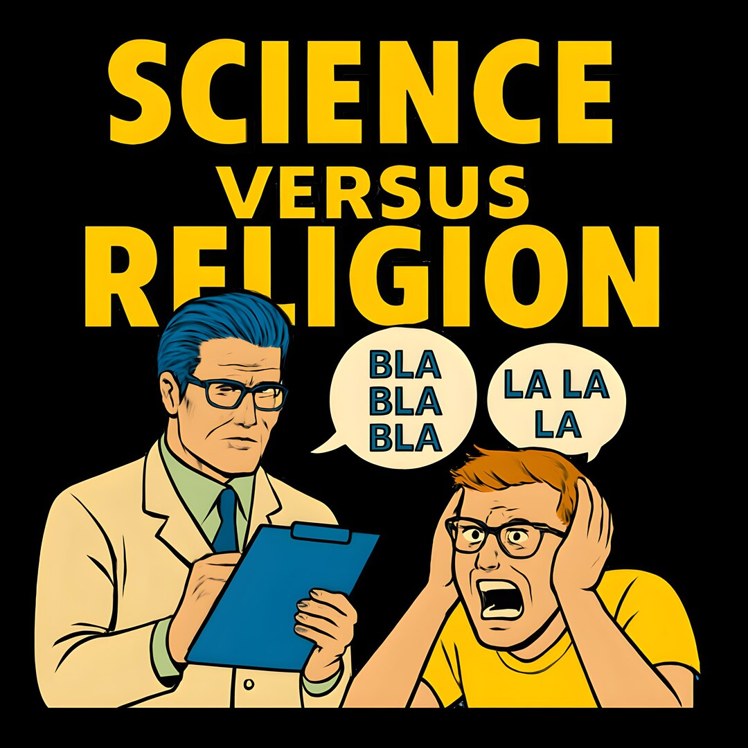 Science Versus Religion T-shirt | Retro Comic Debate Illustration - Etsy