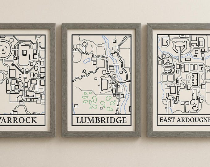 OSRS Map Print Set | Varrock, Lumbridge, Ardougne (digital Download) - Etsy