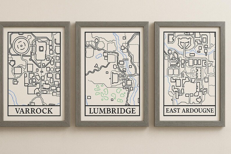 OSRS Map Print Set | Varrock, Lumbridge, Ardougne (digital Download) - Etsy