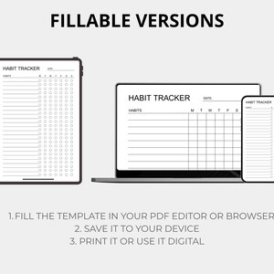 Weekly Habit Tracker Printable and Fillable | Monday & Sunday Start | 2 ...