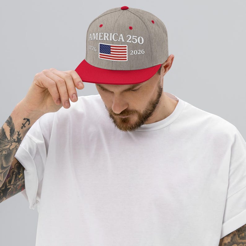 America 250 Snapback Hat | USA Flag Flat Brim Cap | Patriotic ...