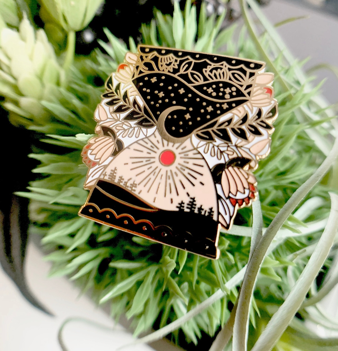 Meraki Hourglass Enamel Pin, Sun Moon Enamel Pin Magical Lapel Pin ...