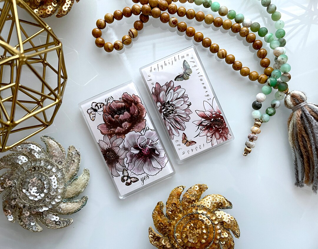 Dusk Florals Acrylic Pendulum Board, Dowsing Pendulum Board on the Go ...