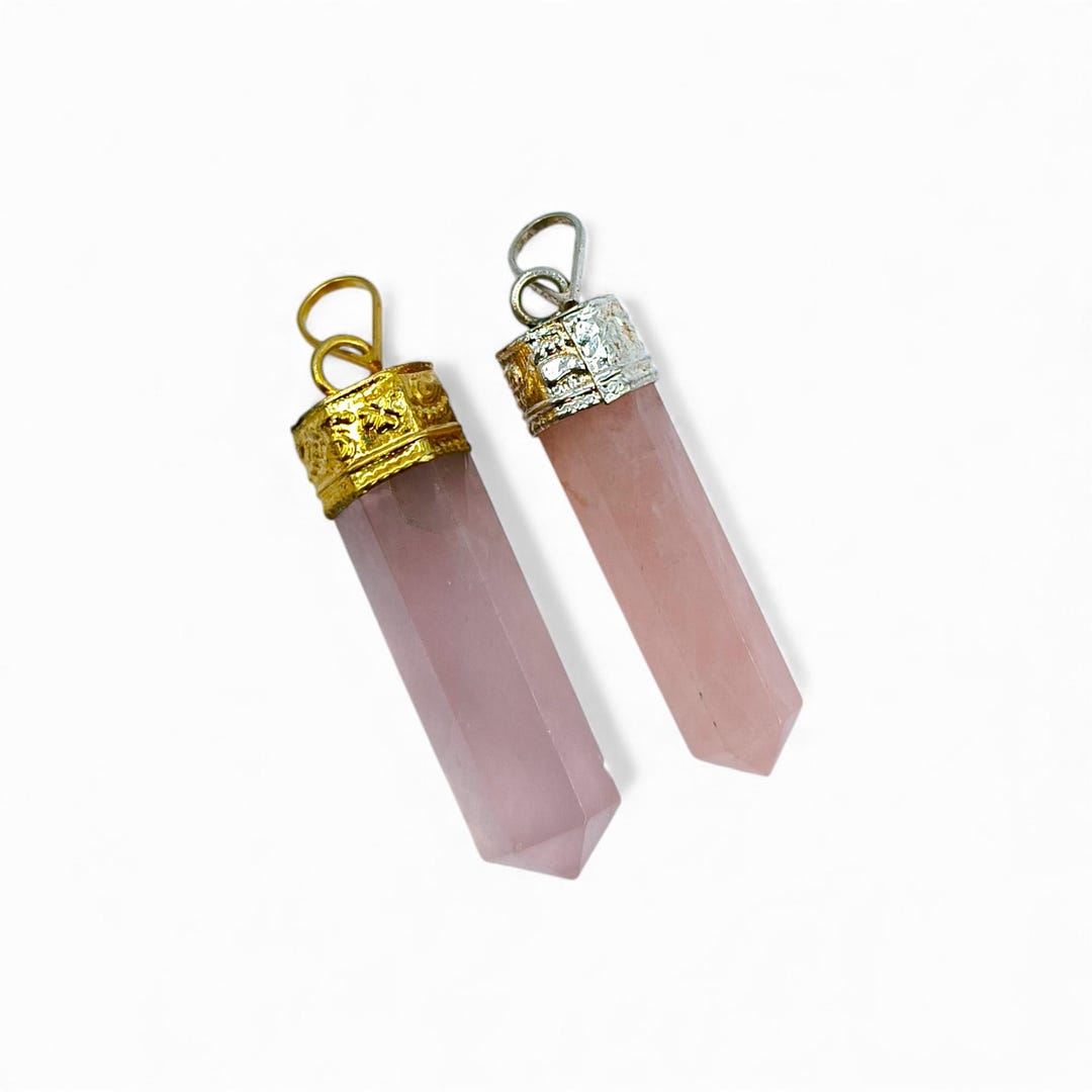 Rose Quartz Pencil Pendant | Gold/silver Cap, Healing Crystal - Etsy