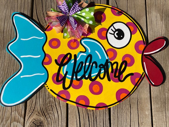 Tropical Fish Door Hanger Fish Door Hanger Welcome Door - Etsy