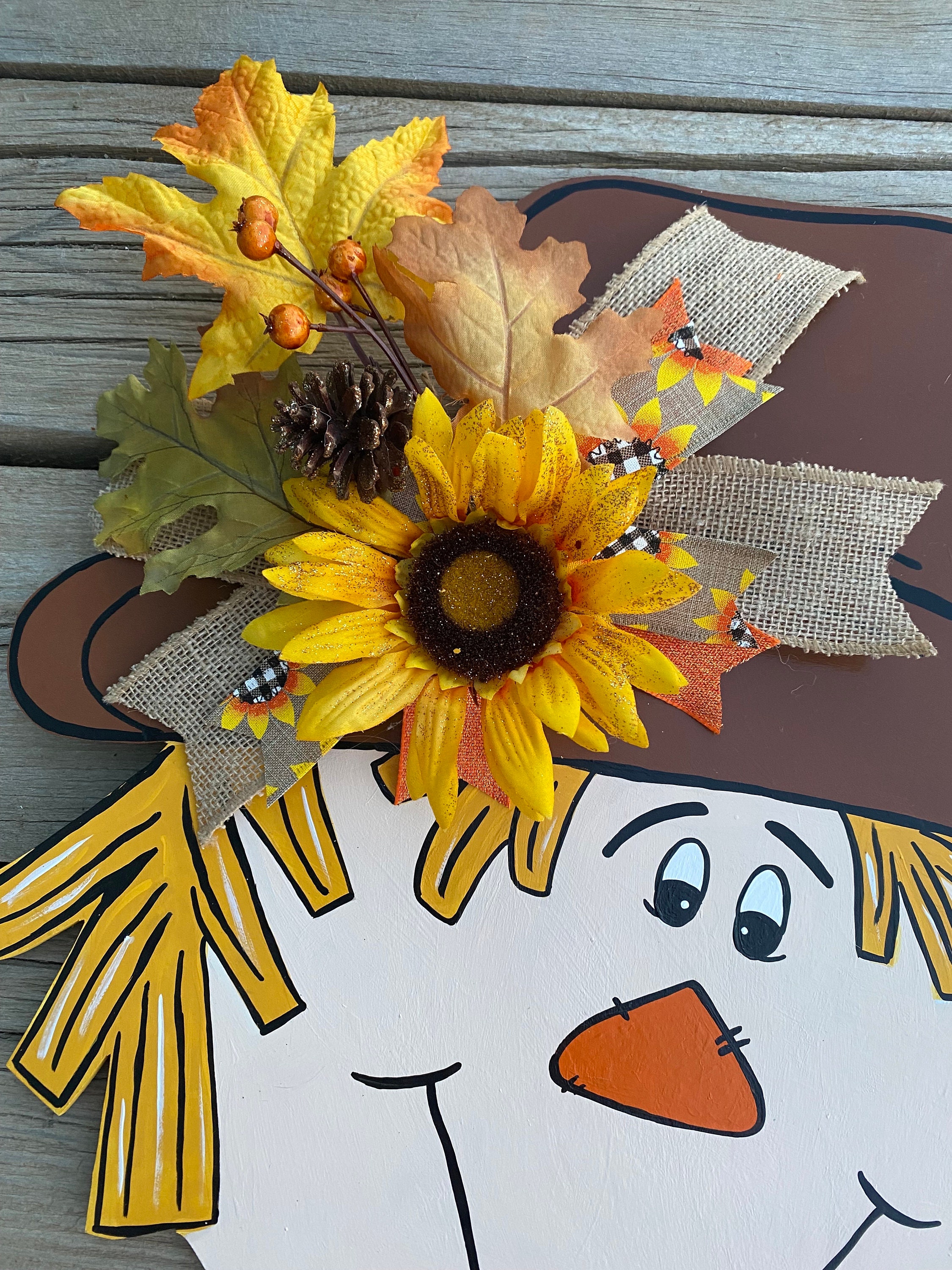 Scarecrow Door Hanger, Fall Door Hanger, Autumn Door Hanger, Wooden ...