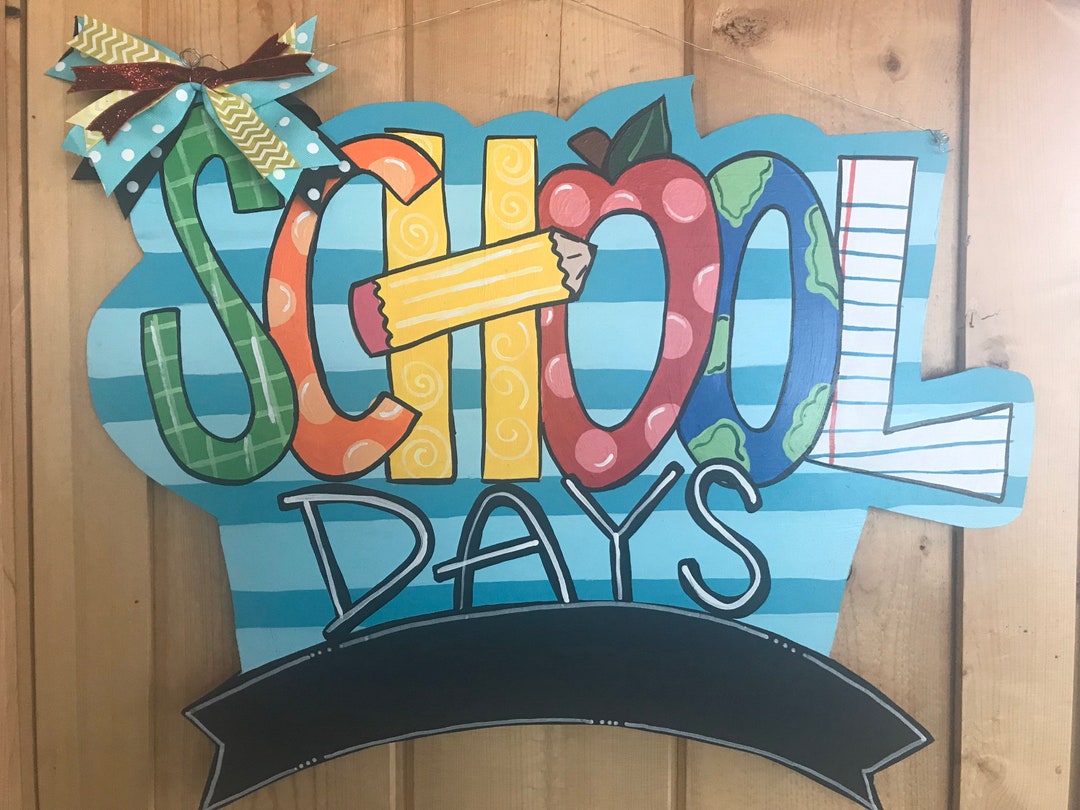 School Door Hanger, Back to School Door Hanger, Wooden Door Hanger ...