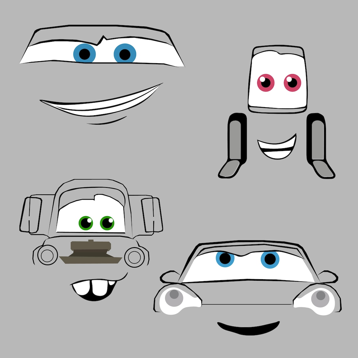 Cars Faces Svg Cliparts Bundle, Cars Face Png Svg, Cars Tshirt Design ...
