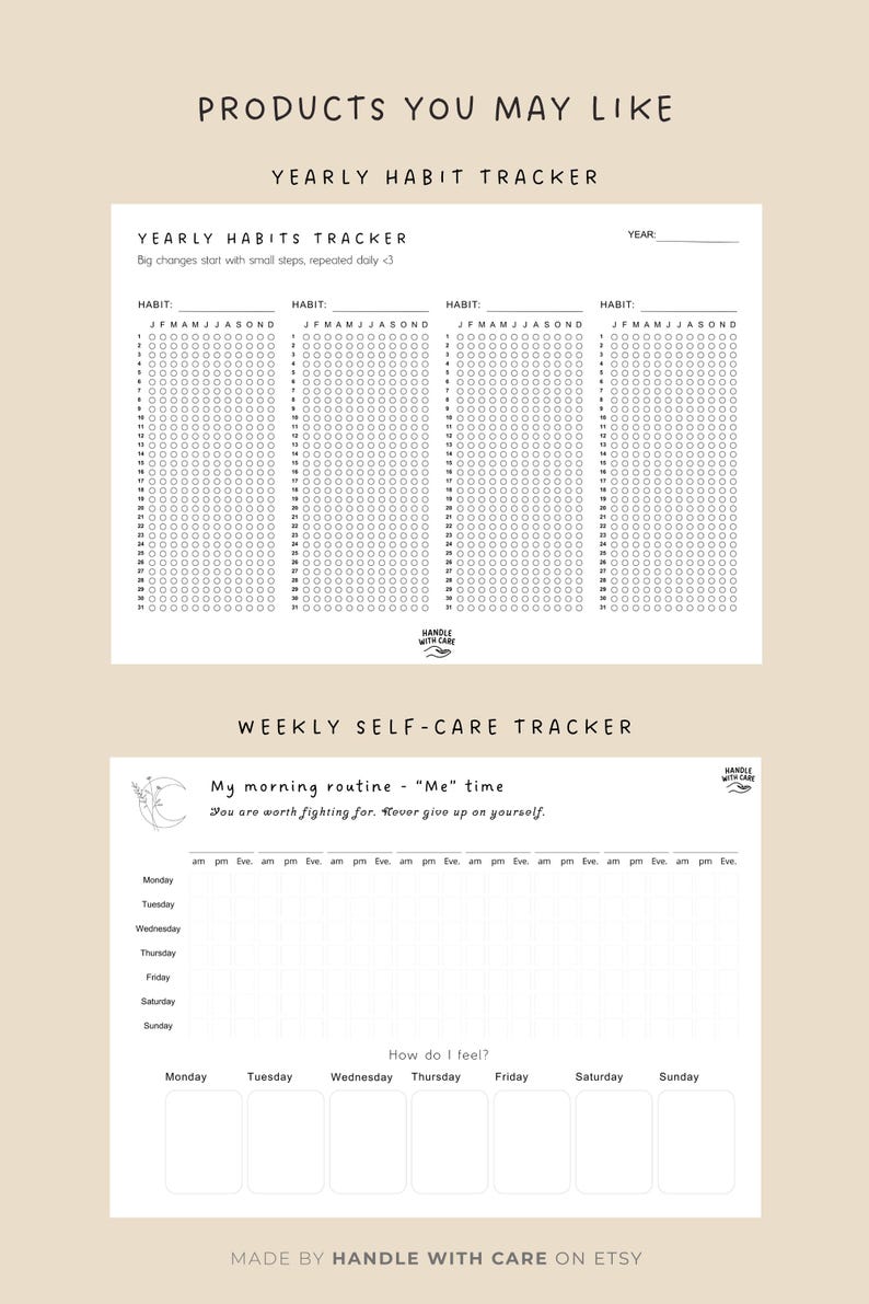 Minimalist Habit Tracker Printable: Monthly Planner, Circle & Square ...