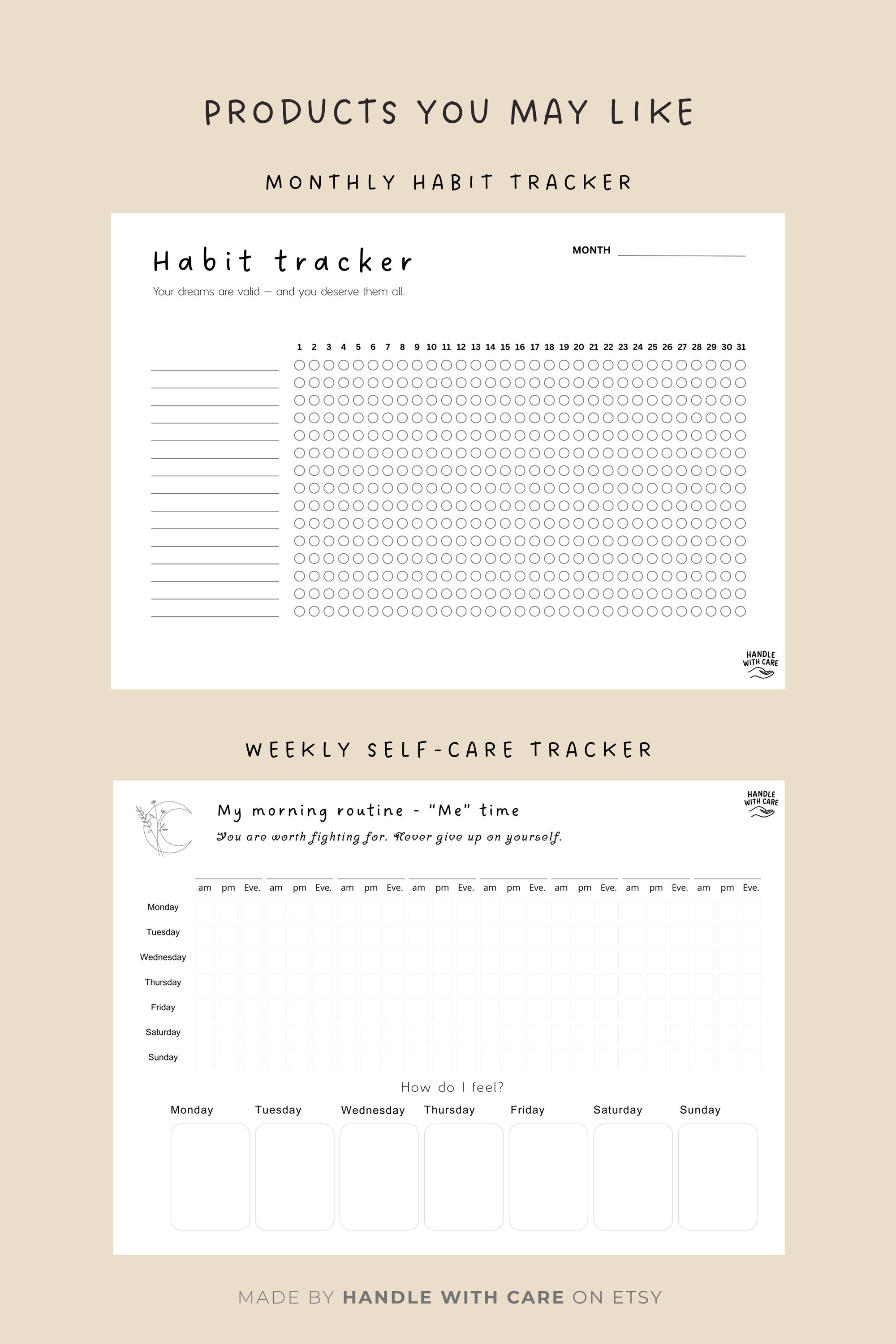Yearly Habit Tracker Printable: Minimalist Goal Planner (digital ...