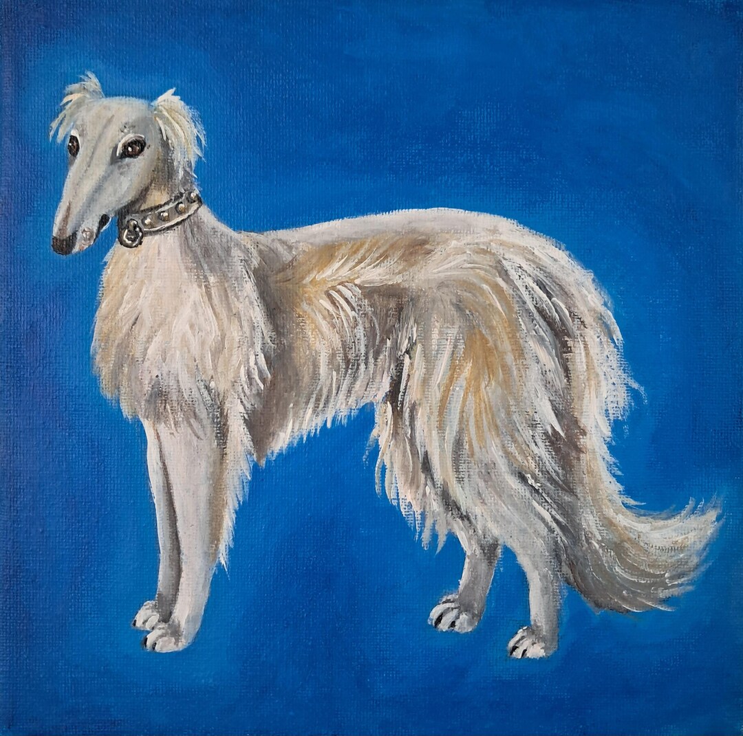 Borzoi Dog Meme Russian Wolfhound Original Mini Acrylic Painting ...