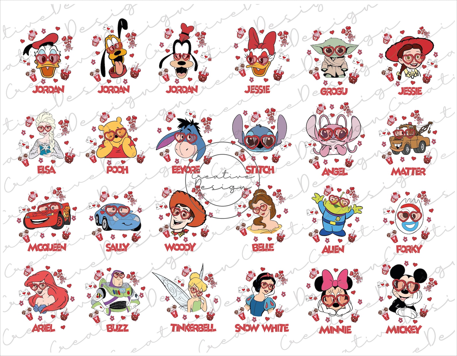 Disney All Characters Snacks Valentine Png, Valentine’s Day Mickey & Co ...