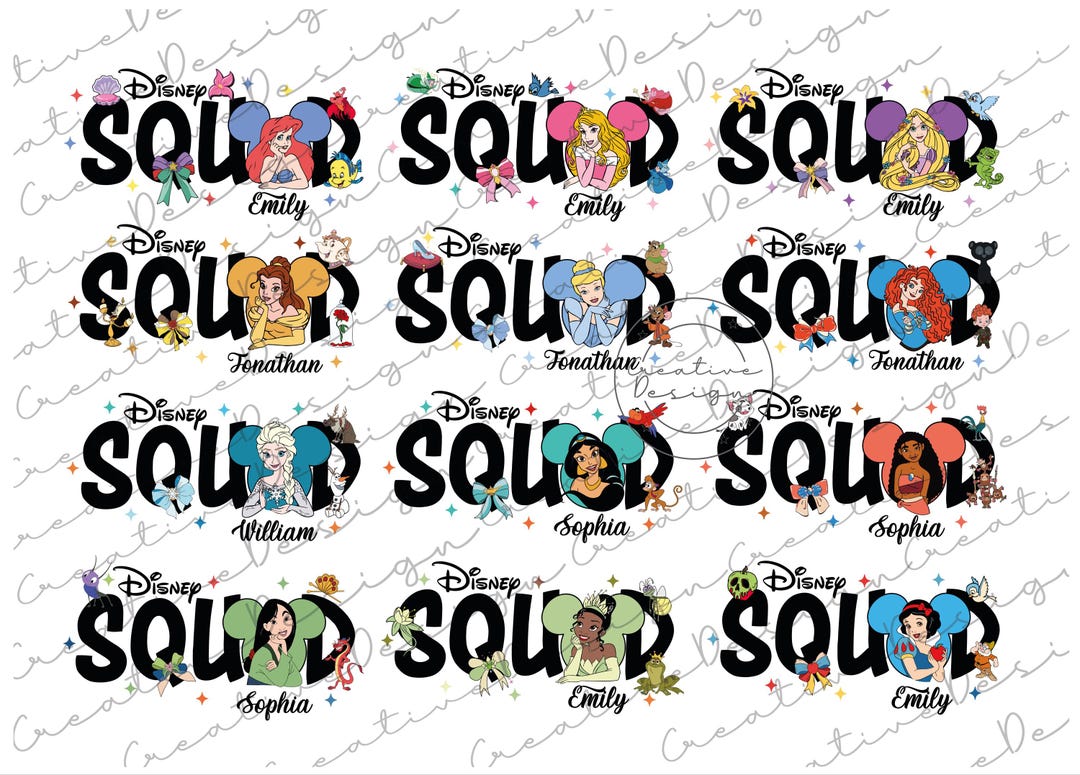 Disney Princess Squad Png, Princess Squad Family Vacation Png, Disney ...