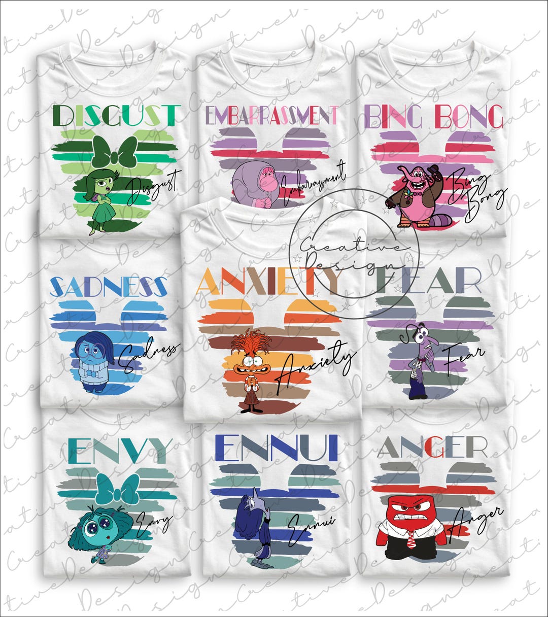 Disney Inside Out Head Png, Inside Out 2 Family Matching Png, Anxiety ...