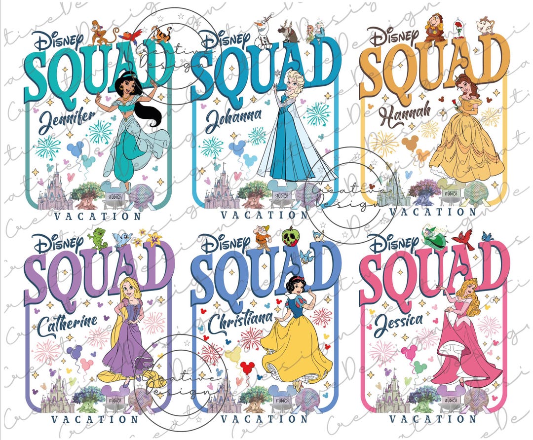 Disney Princess Squad Png, Disney Princess Family Vacation Png, Disney ...