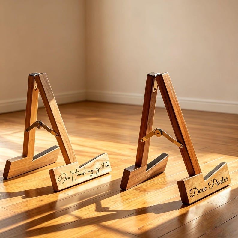 Personalized Engraved Wooden Guitar Stand,custom Portable Guitar Holder ...