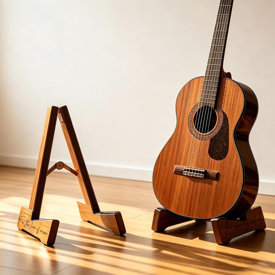 Personalized Engraved Wooden Guitar Stand,custom Portable Guitar Holder ...