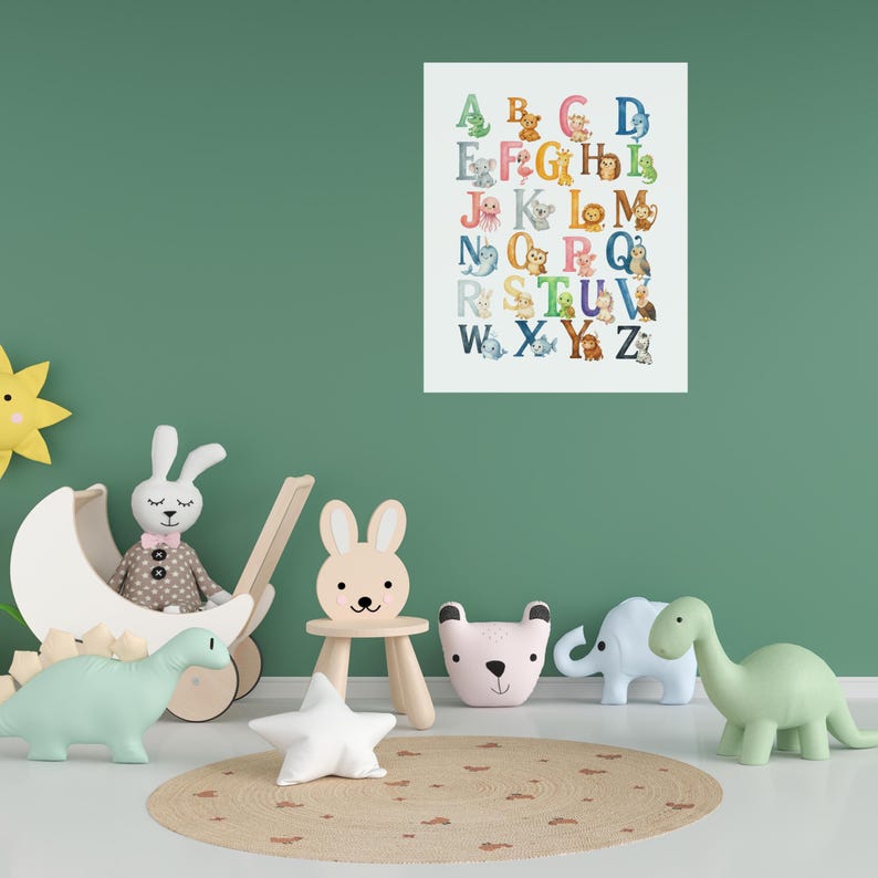 Animal Alphabet Poster, Nursery ABC Printable Wall Art, Educational ABC ...