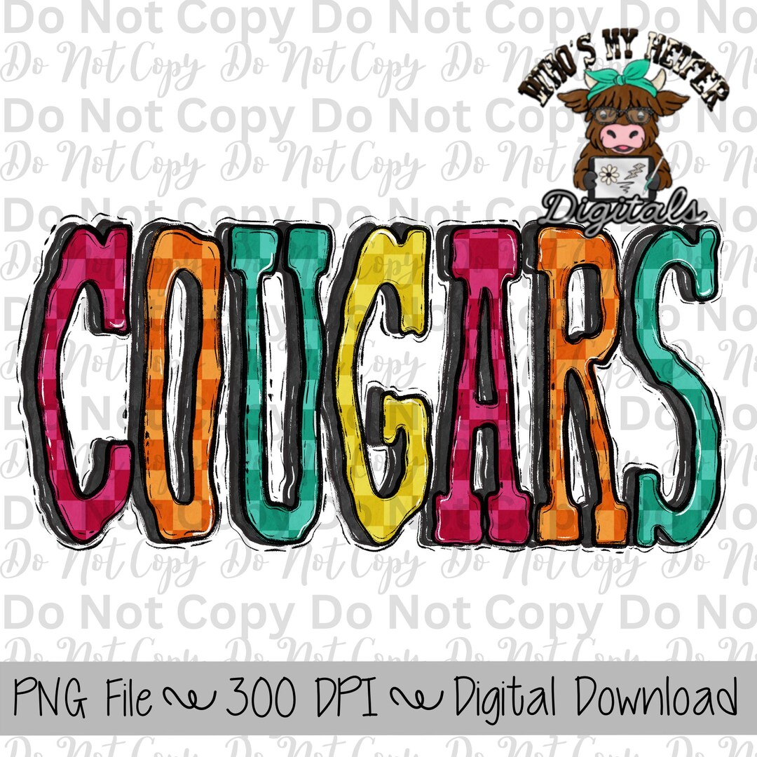 Cougars PNG Hand Drawn Cougars Sublimation Design Sports Teams Spirit ...