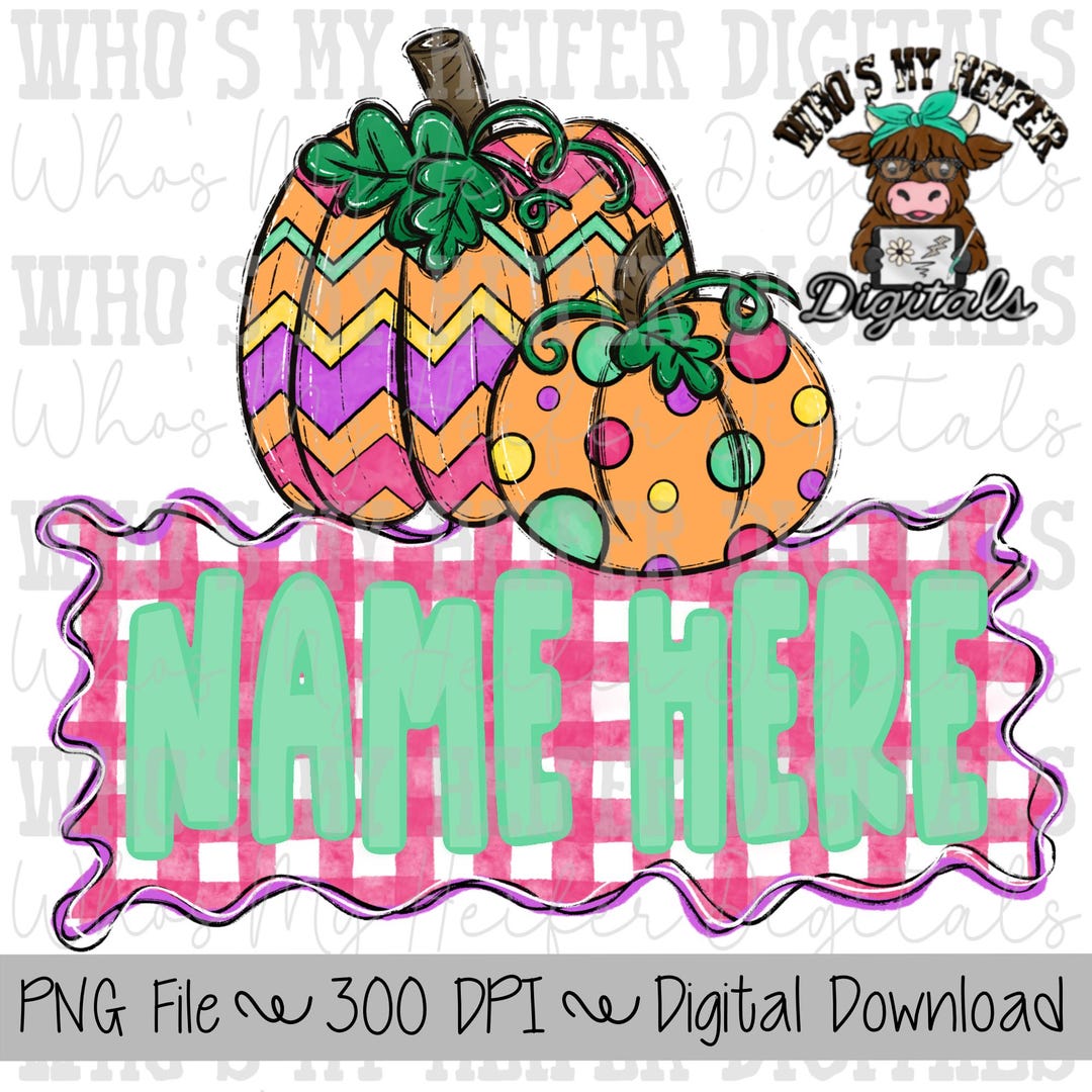 Cute Fall PNG Hand Drawn Girly Pumpkins Sublimation Design Polka Dot ...