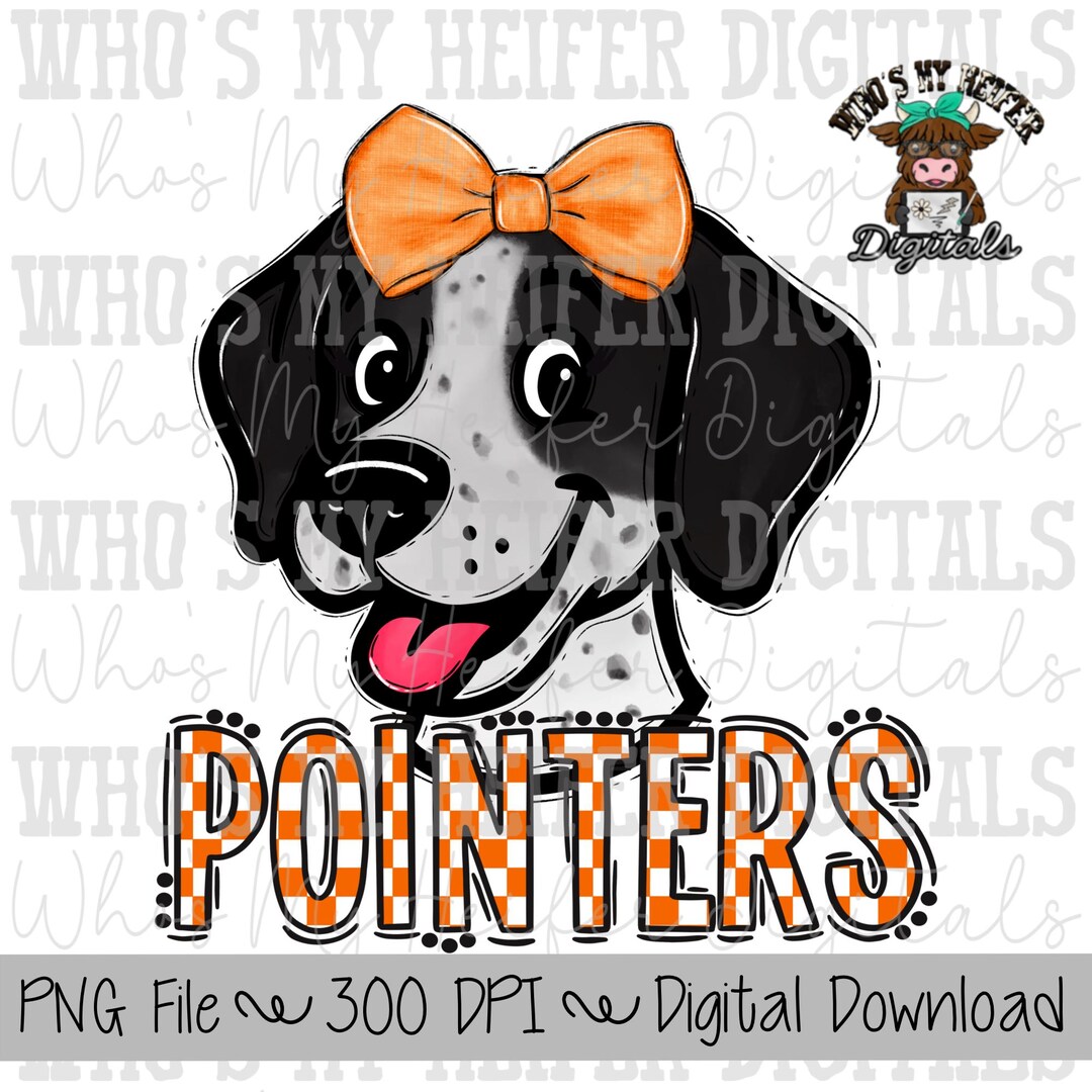 Orange & White Pointers PNG Hand Drawn Pointer With Bow Sublimation PNG ...