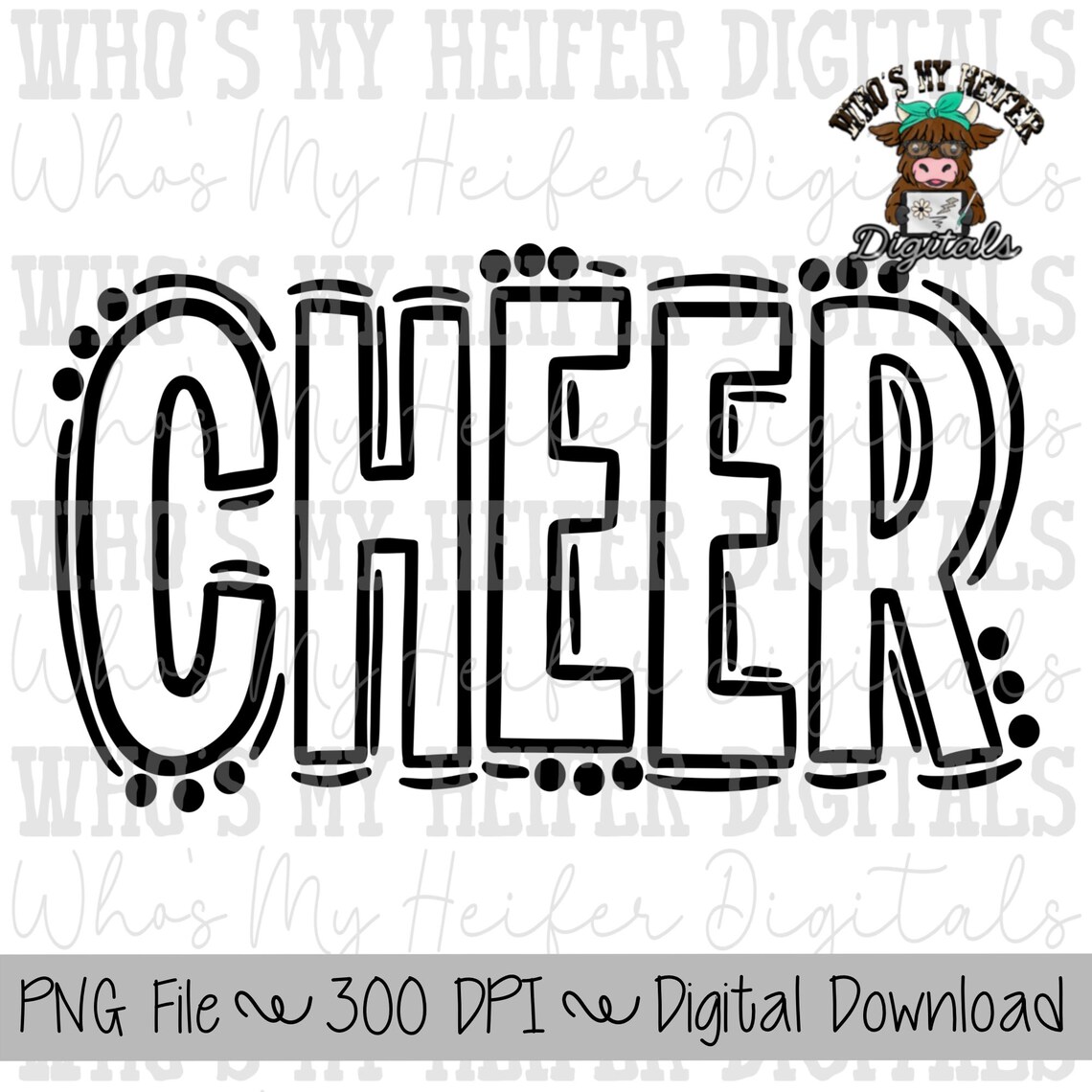 Cheer Doodle Word PNG Hand Drawn Outline Cheer Sublimation Png ...