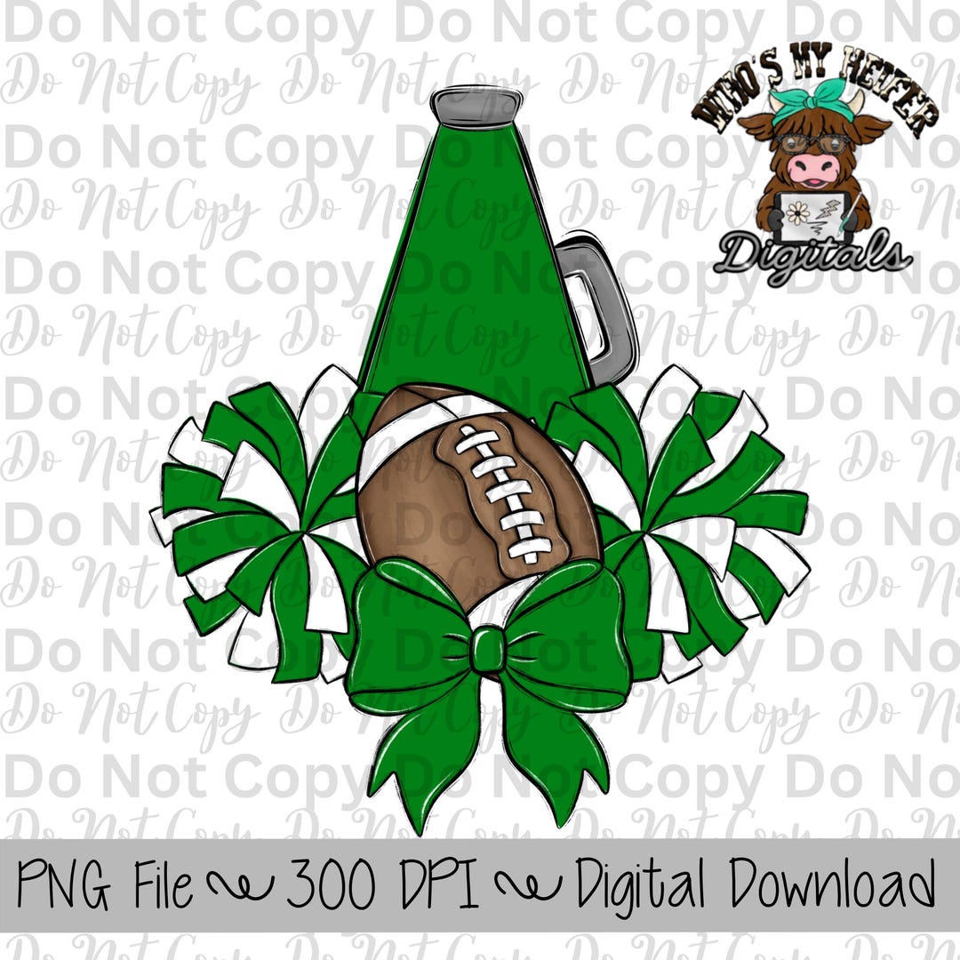 Green and White Football Cheer PNG Hand Drawn Football, Pompoms ...