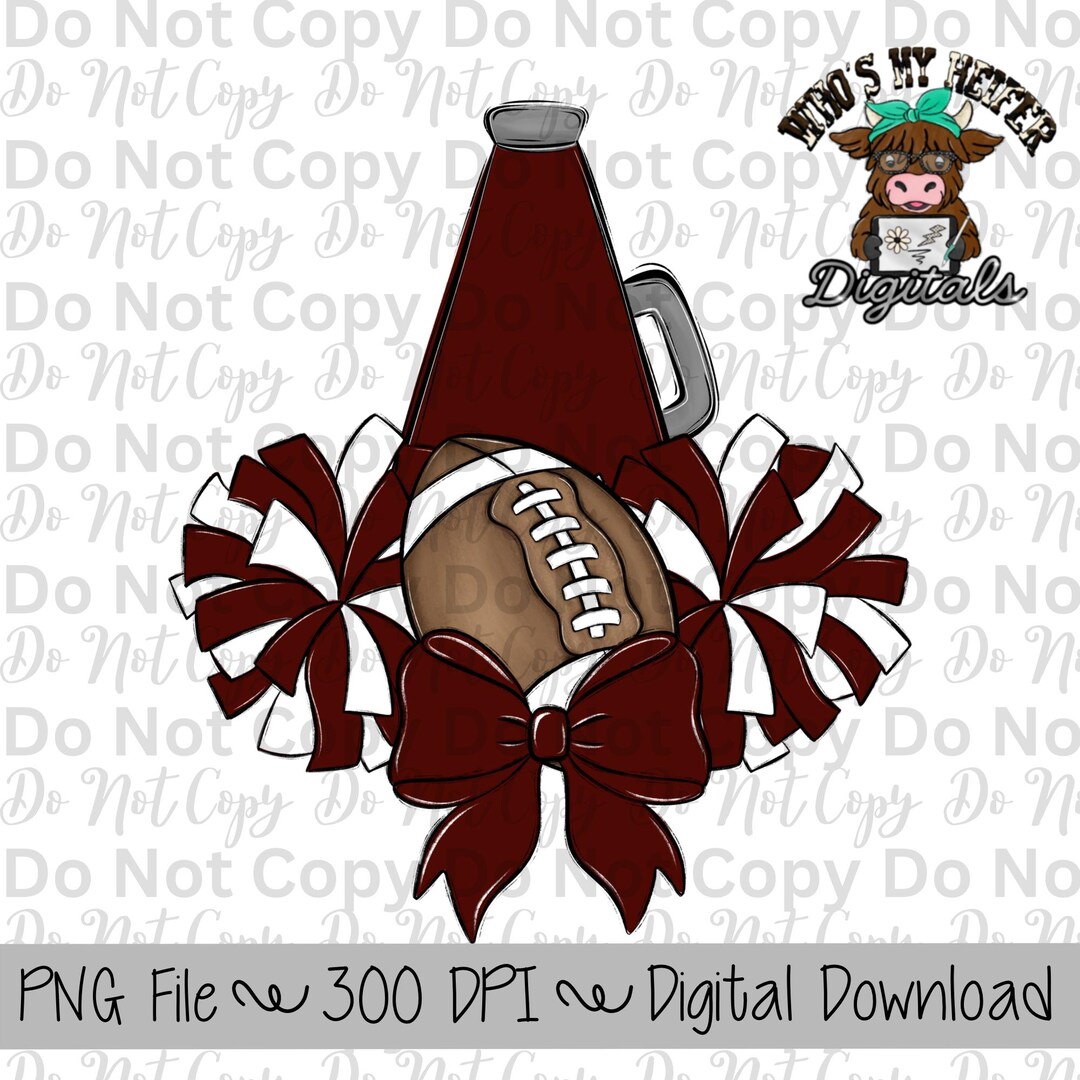 Maroon and White Football Cheer PNG Hand Drawn Football, Pompoms ...