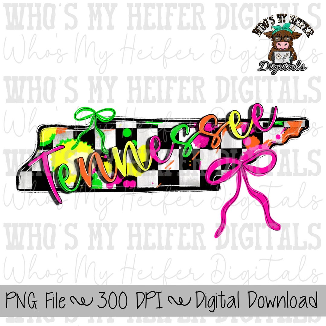 Checkered State of Tennessee PNG Hand Drawn Tennessee With Bow ...