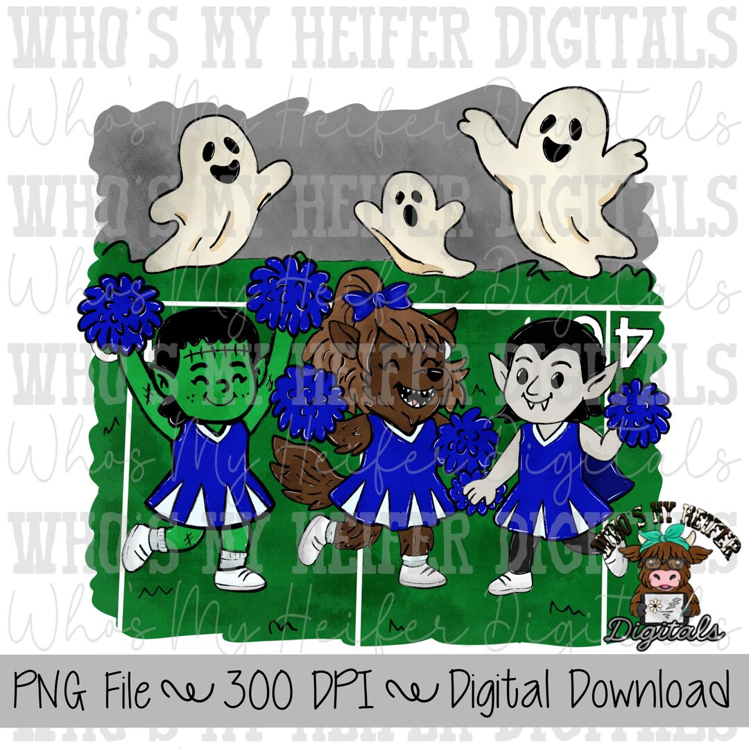 Monster Cheerleader PNG Hand Drawn Halloween Cheer Sublimation Design ...