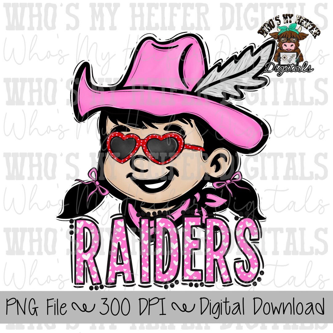 Valentine's Day Raiders PNG Hand Drawn Raider Kid Mascot Sublimation ...