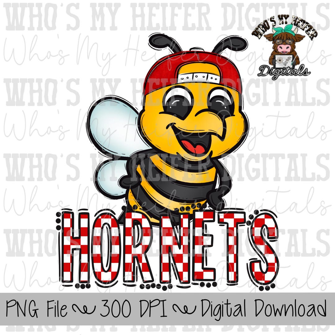Red & White Hornet PNG Hand Drawn Hornet With Hat Sublimation PNG Game ...