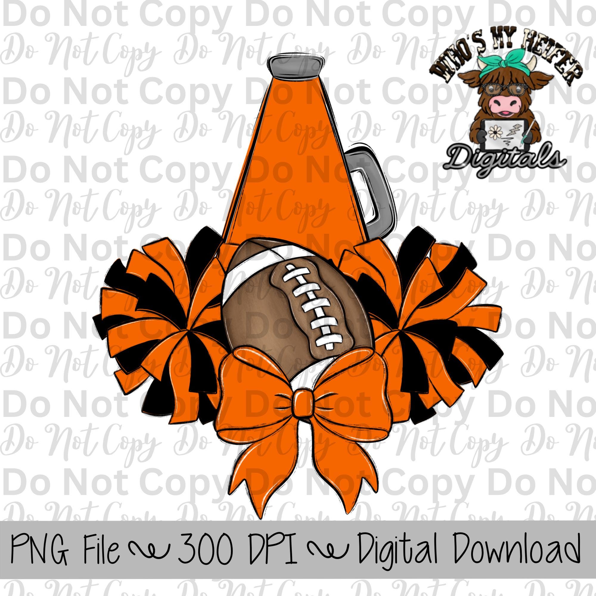 Orange and Black Football Cheer PNG Hand Drawn Football, Pompoms ...