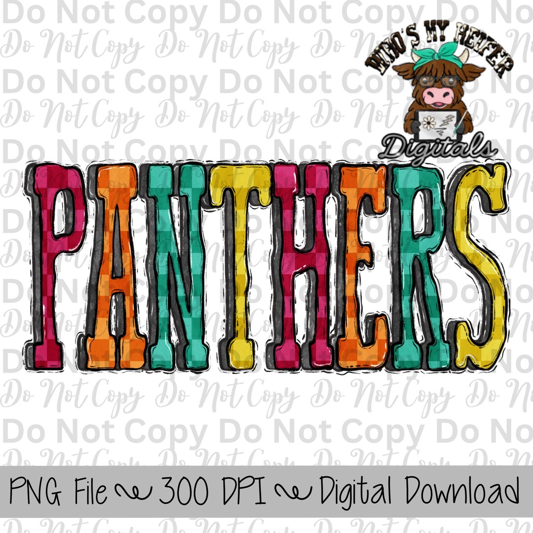 Panthers PNG Hand Drawn Panther Sublimation Design Sports Teams Spirit ...