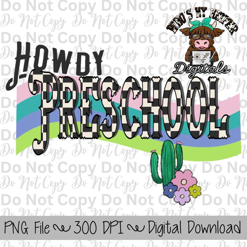 Howdy Preschool PNG Hand Drawn Preschool Sublimation Design Western ...