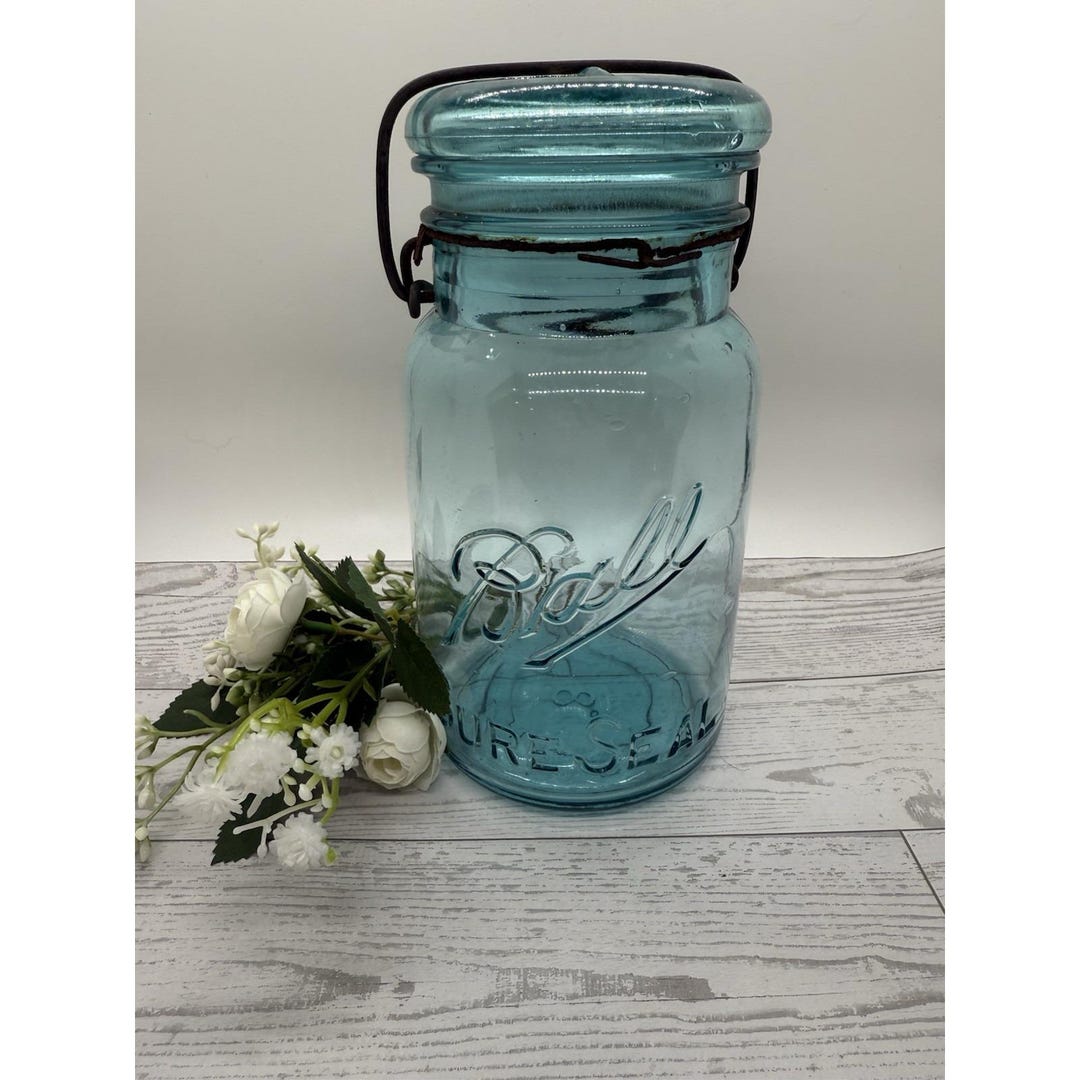 Vintage Ball Sure Seal Quart Jar Aqua Blue W/ Lid & Bail ~ 1910s-20s - Etsy