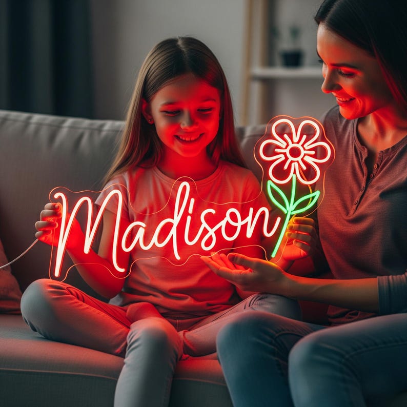 Custom Name Neon Sign Gift for Kids, Battery Led Sign Bedroom Decor ...