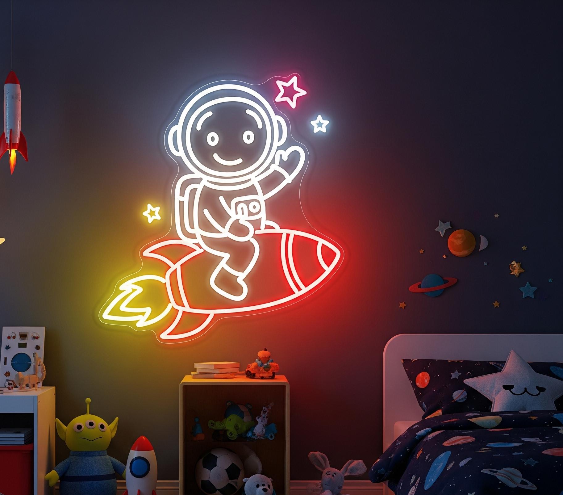 Astronaut Neon Sign, UV Neon Sign, Custom UV Printing Neon Sign, Gaming ...