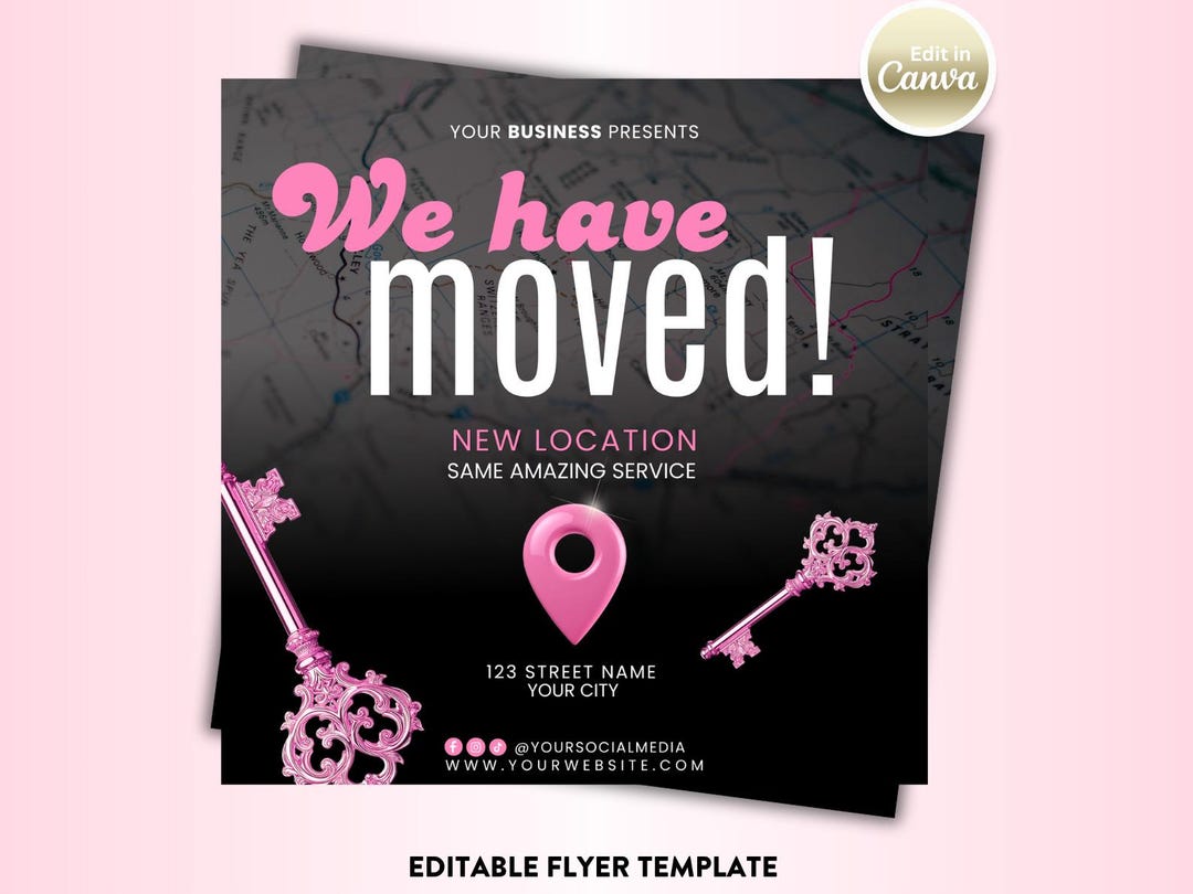 We Have Moved Flyer, New Location Announcement (editable Canva Template ...