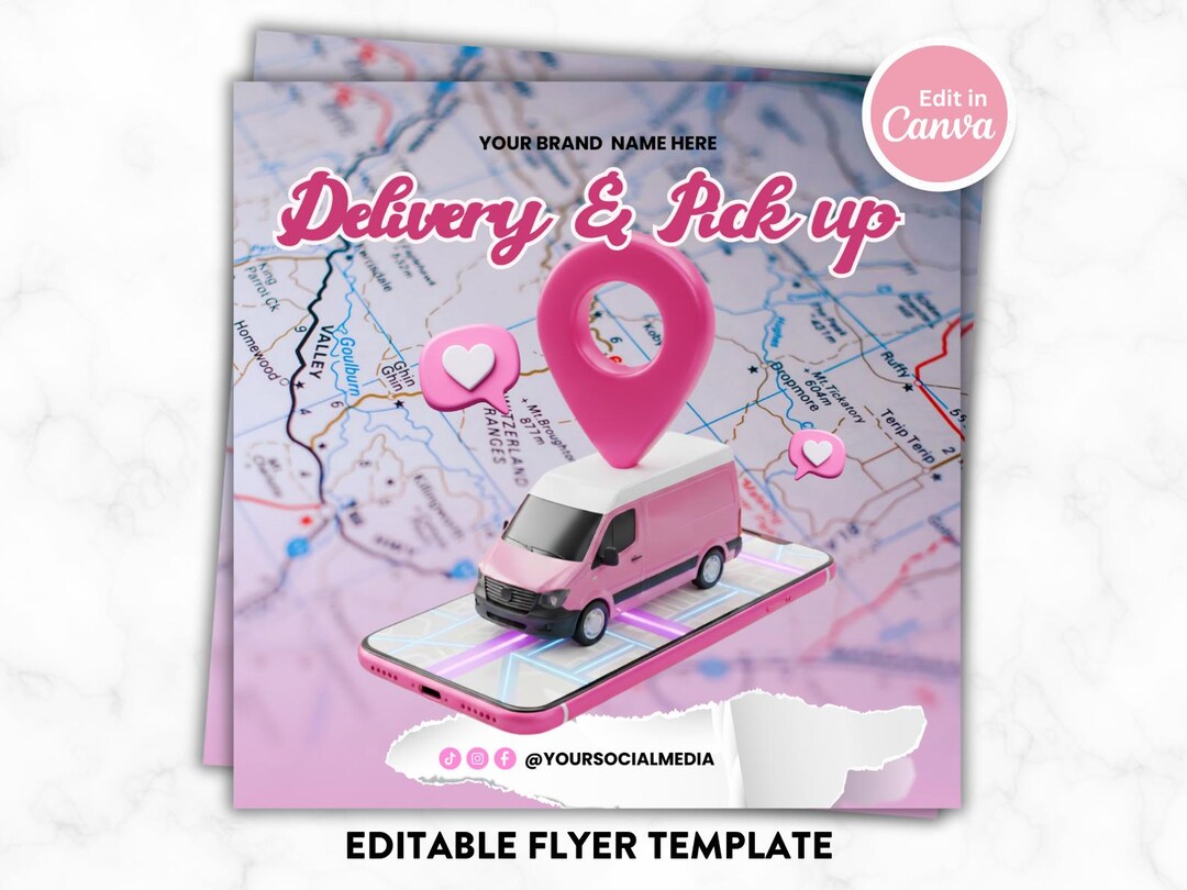 Delivery & Pickup Flyer, Beauty Salon Template DIY Canva - Etsy